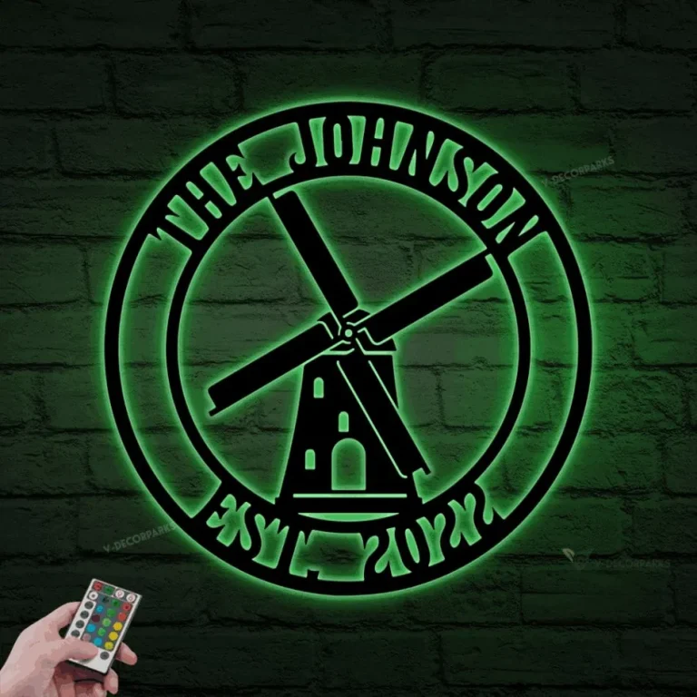 Personalized Windmill Metal Sign With Led Lights, Farmhouse Decor ...