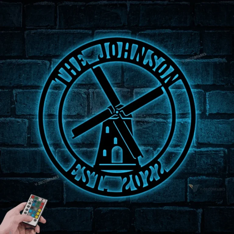 Personalized Windmill Metal Sign With Led Lights, Farmhouse Decor ...