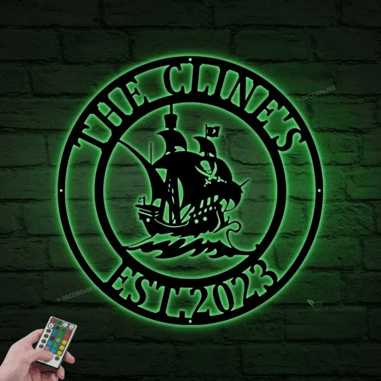 Pirate Ship Custom Wall Decoration With Led Lights, Metal Powder Coated ...