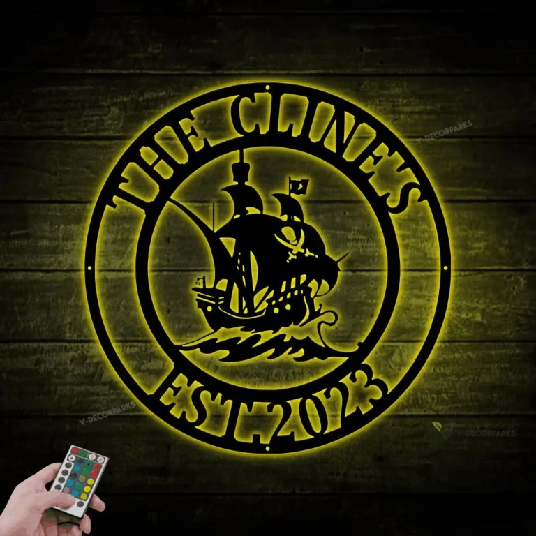 Pirate Ship Custom Wall Decoration With Led Lights, Metal Powder Coated ...