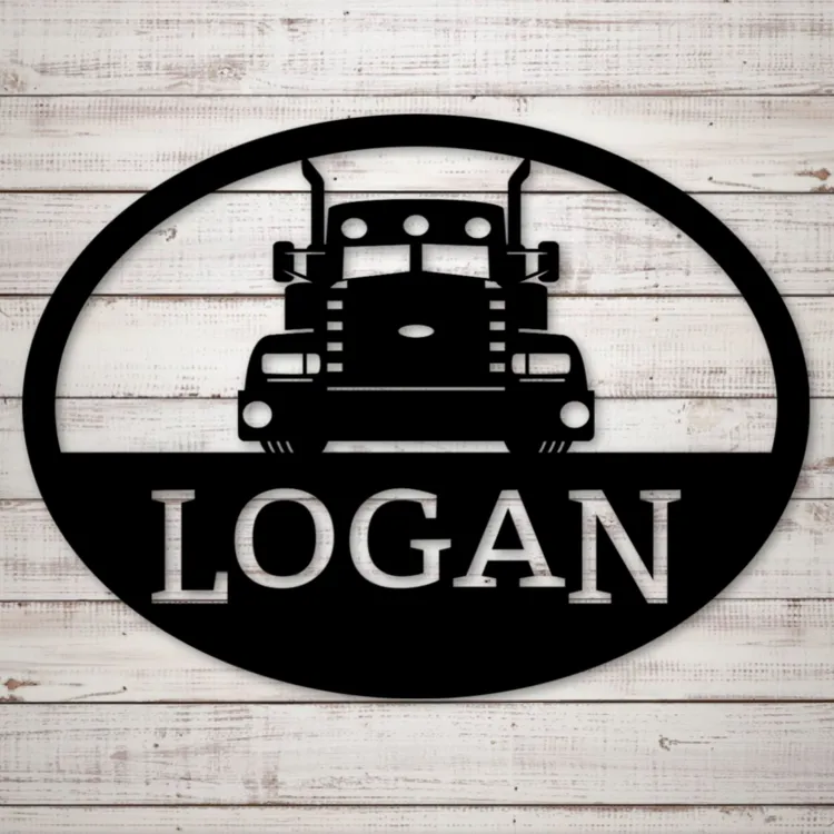 Semi Truck Custom Name Metal Sign Personalized Monogram Wall Metal Art ...