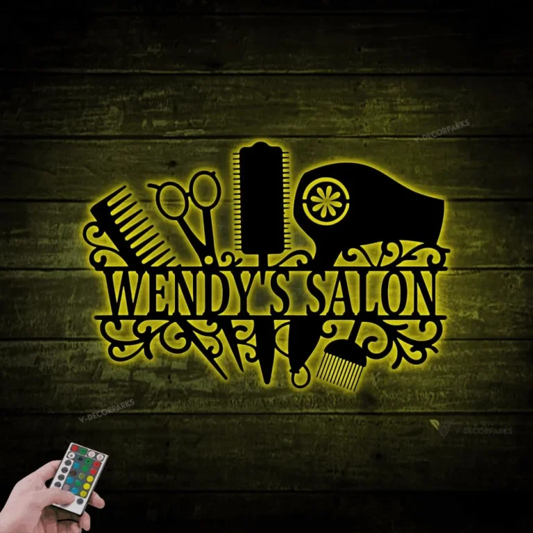 Custom Beauty Salon Sign With Led Lights, Personalized Hair Salon Sign ...