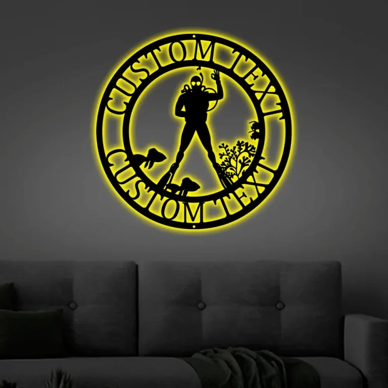 Scuba Diver Sign With Led Lights, Home Wall Decor Scuba Beach House ...