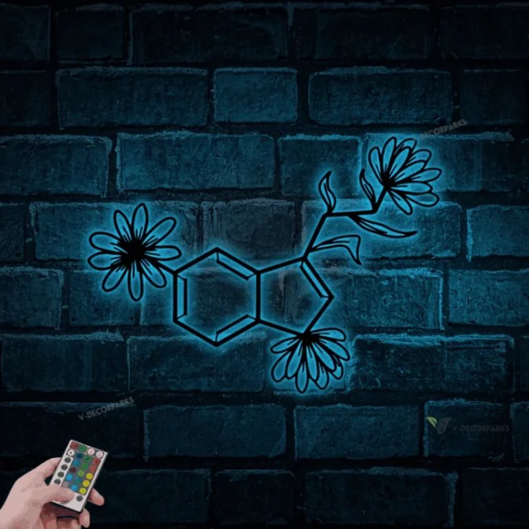 Serotonin Molecule Metal Wall Decor With Led Lights, Science Metal Wall ...