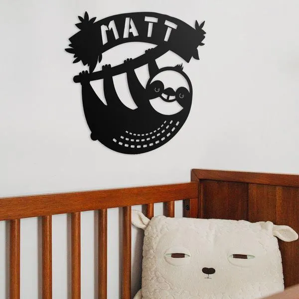 Sloth Character Monogram, Cut Metal Sign, Metal Wall Art, Metal House ...