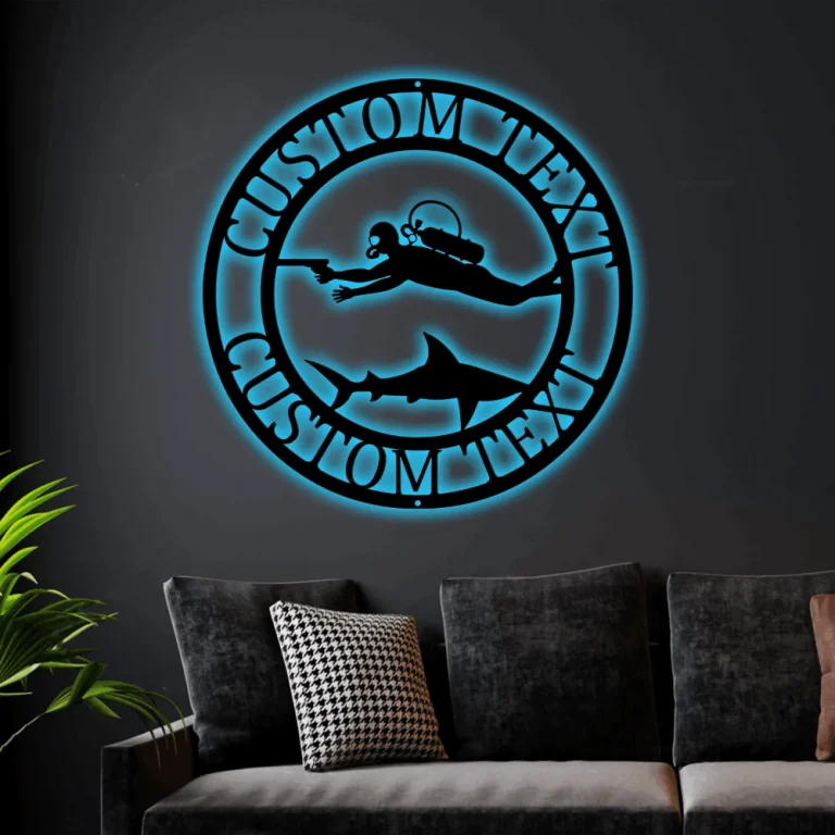 Steel Scuba Diving Led Lights Sign Home Wall Decor, Scuba Diver ...