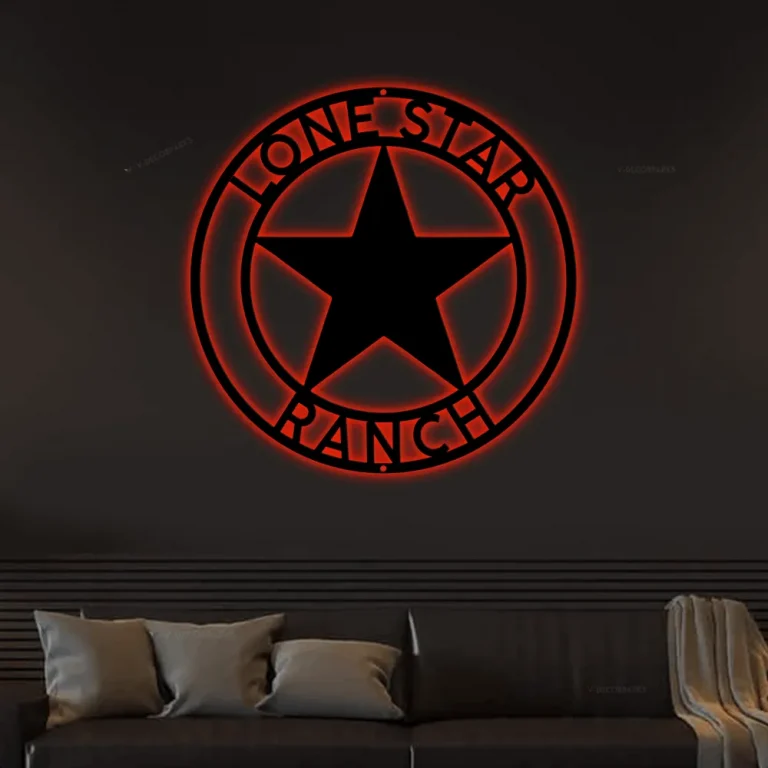 Texas Star Sign With Led Lights Monogram Steel Sign Personalize Texas ...