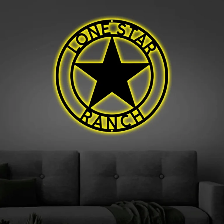 Texas Star Sign With Led Lights Monogram Steel Sign Personalize Texas ...