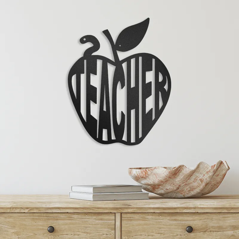 Teacher Apple Metal Sign Wall Decor, Metal Sign Outdoor, Cut Metal Sign ...