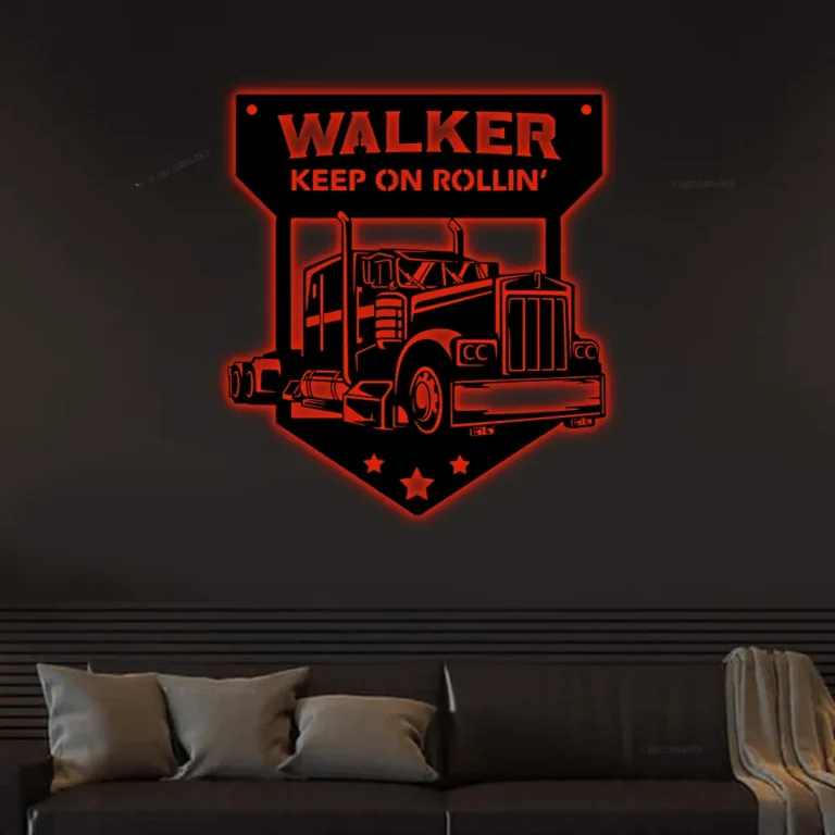 Trucker Personalized Metal Sign With Led Lights, Trucker Gift, Gift For ...