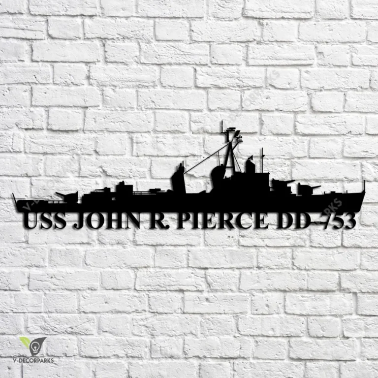 Uss John R. Pierce Dd-753 Navy Ship Metal Art, Navy Ships Silhouette ...