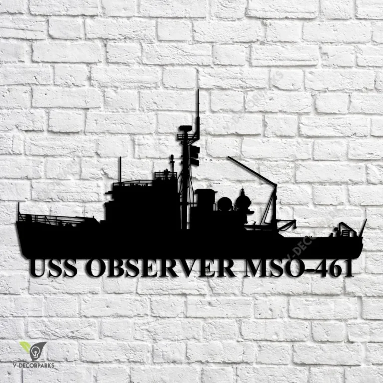 Uss Observer Mso-461 Navy Ship Metal Art, Navy Ships Silhouette Metal ...