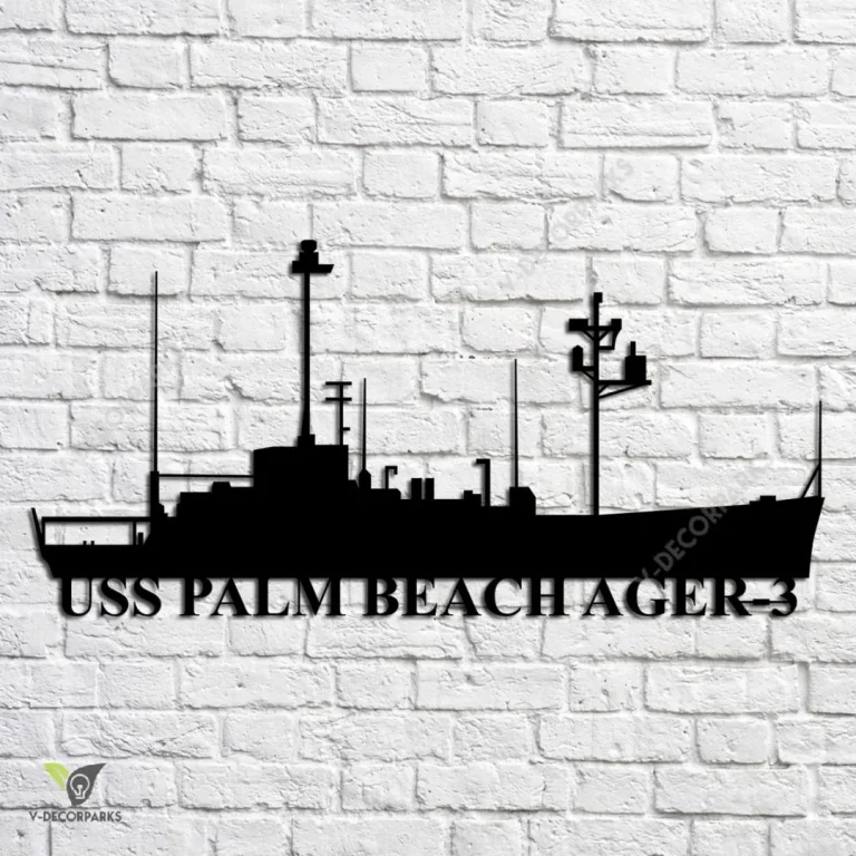 Uss Palm Beach Ager-3 Navy Ship Metal Art, Navy Ships Silhouette Metal ...