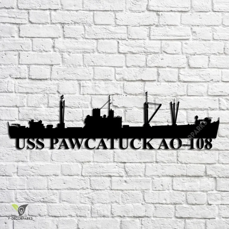 Uss Pawcatuck Ao-108 Navy Ship Metal Art, Navy Ships Silhouette Metal ...