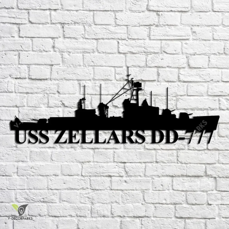 Uss Zellars Dd-777 1960s Navy Ship Metal Art, Navy Ships Silhouette ...