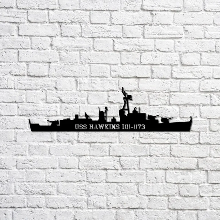 Uss Hawkins Dd-873 Silhouette Sign Navy Ship Metal Sign, Memory Wall ...