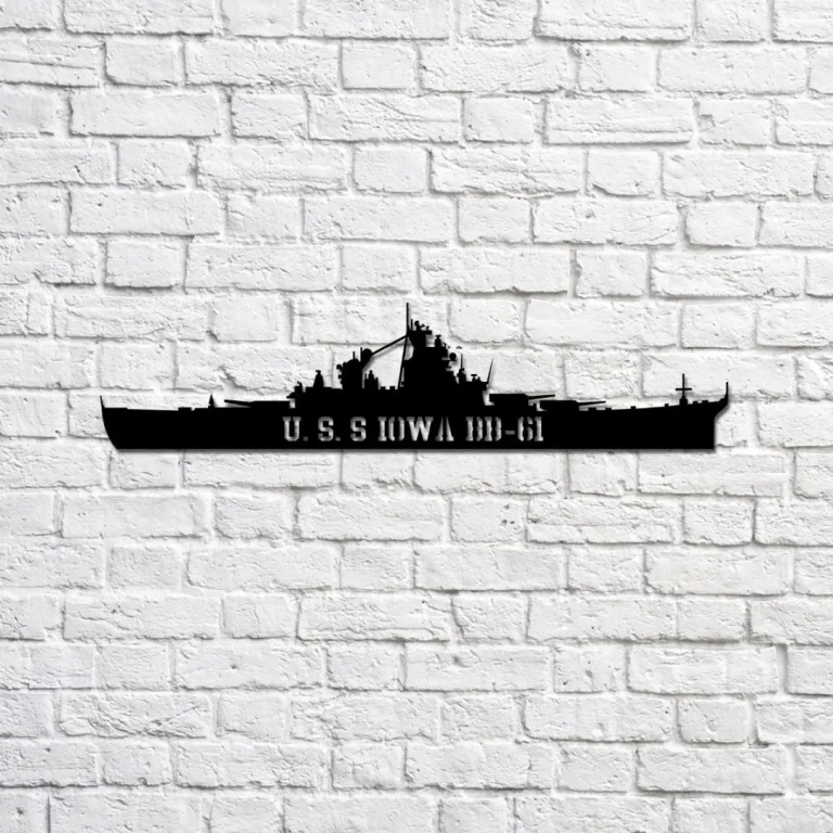 Uss Iowa Bb-61 Navy Ship Metal Sign, Memory Wall Metal Sign Gift For ...
