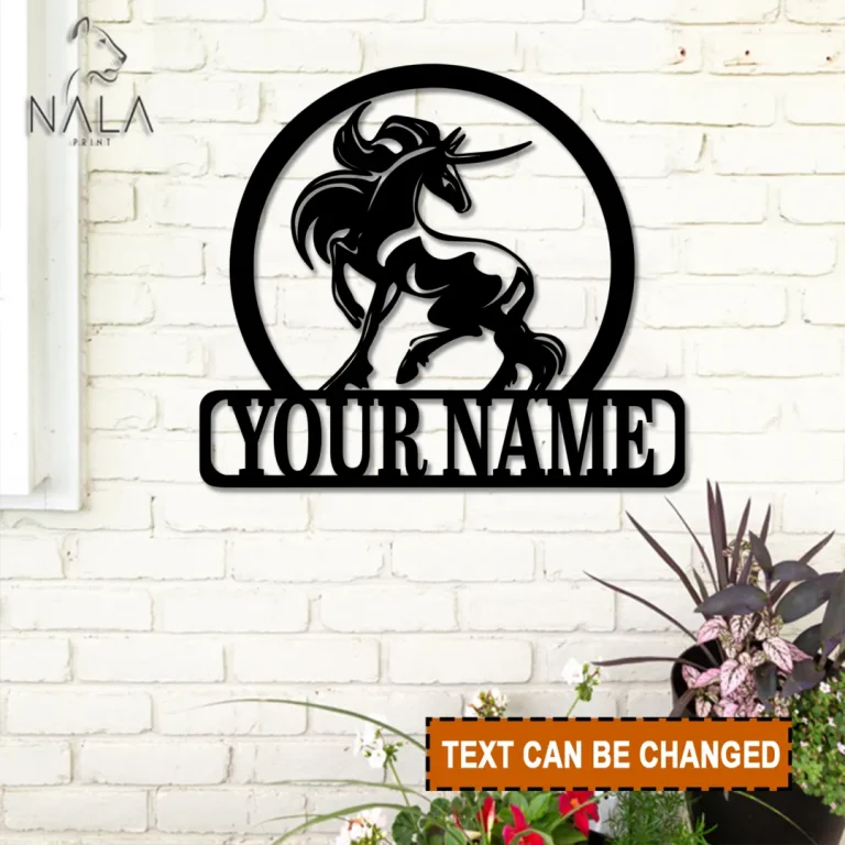Personalized Unicorn Monogram Baby Metal Sign, Unicorn Wall Hanging For ...