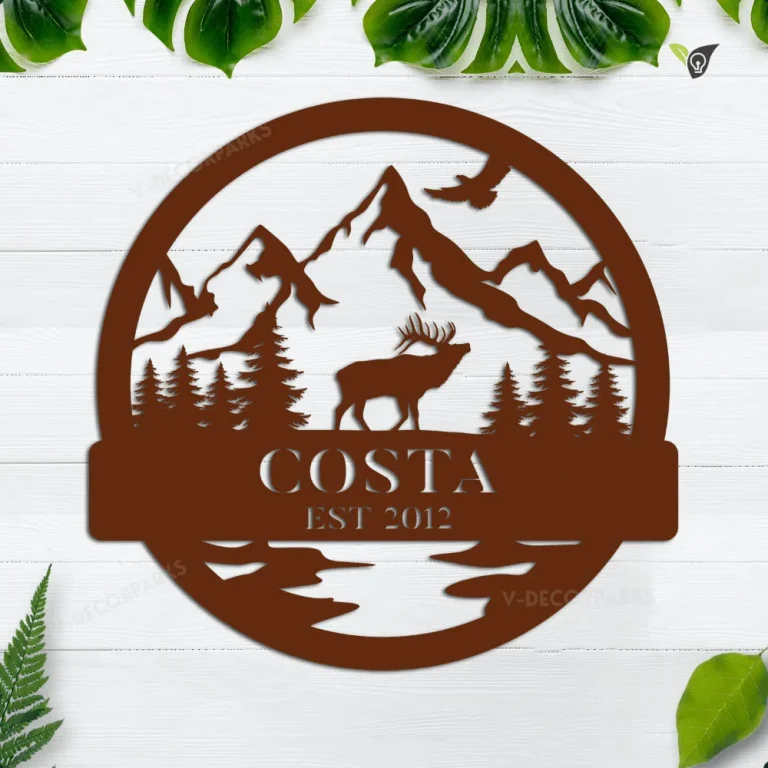 Personalized Family Name Elk Deer Hunting Metal Sign | Nalaprint