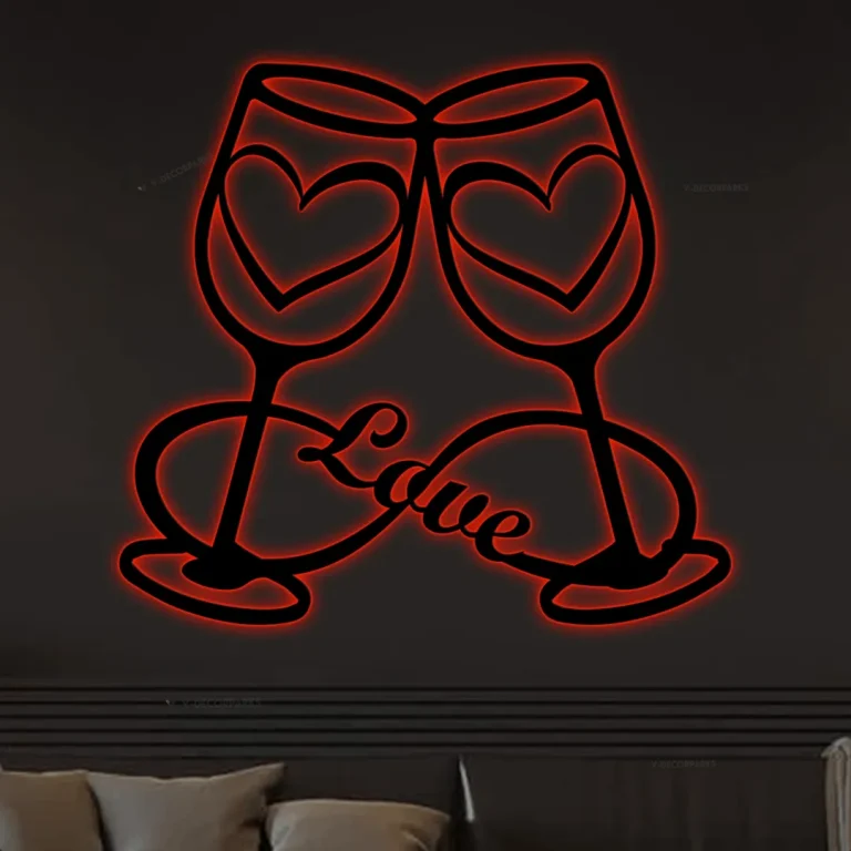Wine Glasses Infinity Heart Love Bar Metal Art, Wall Hanging, Couples ...