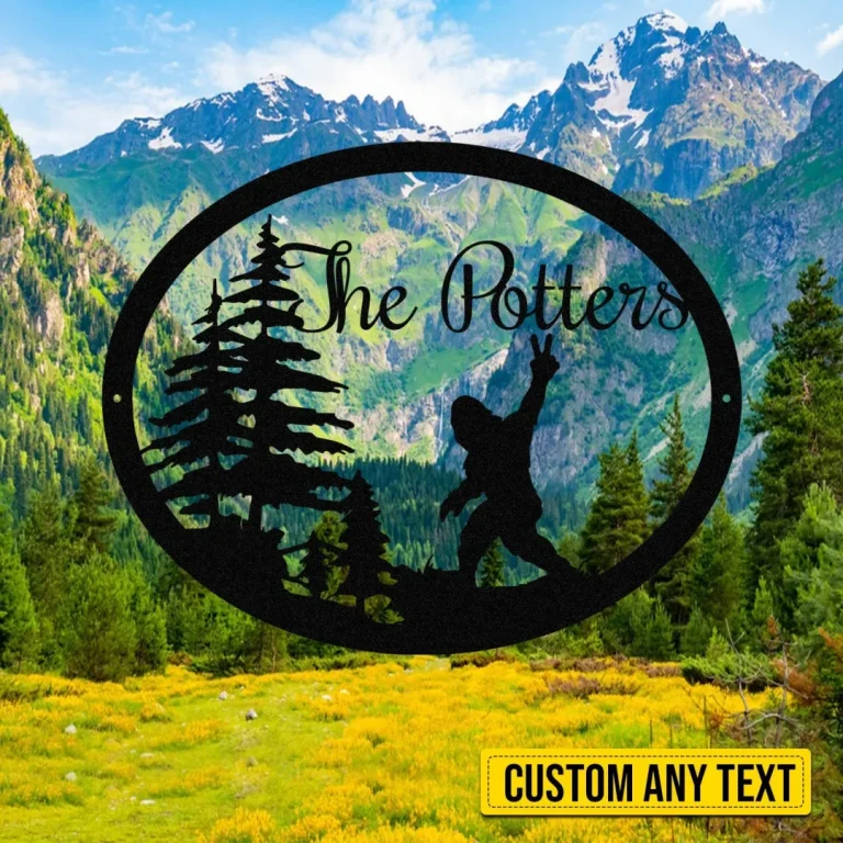 Customized Name Bigfoot Metal Sign, Forrest Lodge Wall Decor | Nalaprint