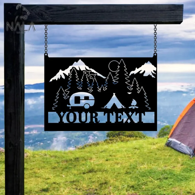 Custom Camping Metal Gate Sign, Campervan Welcome Metal Hanging Art ...