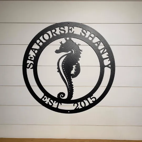 Seahorse Marine Life Sign, Cut Metal Sign, Metal Wall Art, Metal House ...