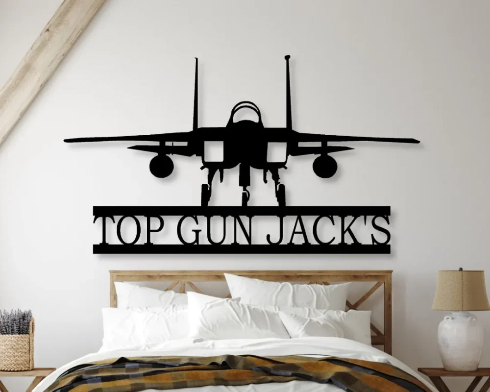Personalized F-15 Fighter Jet Sign Hanging Name Garden Sign, Metal Sign ...