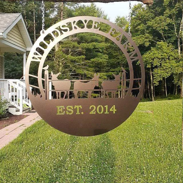 Personalized Donkey Ranch Sign, Cut Metal Sign, Metal Wall Art, Metal House Sign | Nalaprint
