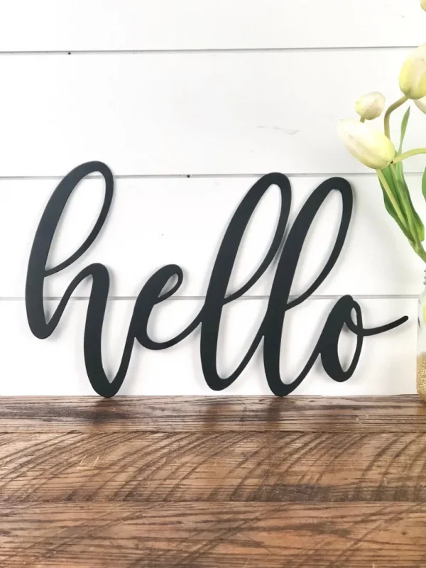 Hello Metal Decor, Metal Saying Sign, Farmhouse, Shelf Decor, Metal ...