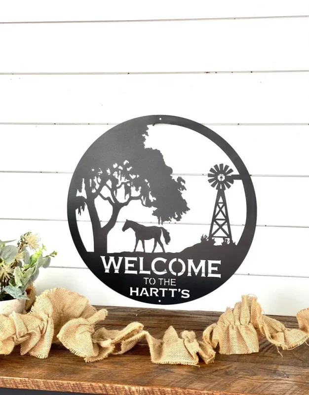 Horse Family Name Sign, Farmhouse Welcome Sign, Ranch Sign, Horse Decor ...