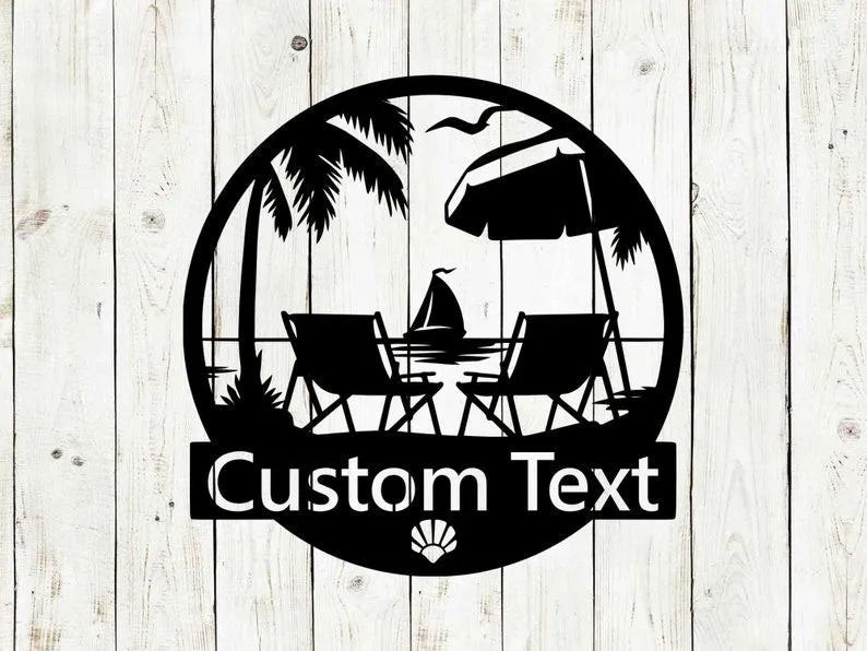 Beach Custom Monogram Metal Sign, Beach Sign, Beach House Sign, Beach ...