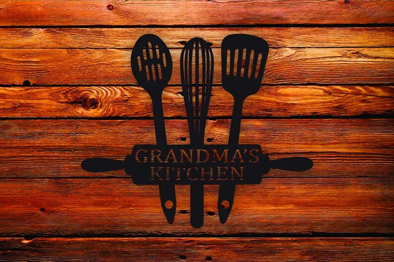 Personalized Kitchen Utensil Sign Metal Wall Art Hanging | Nalaprint