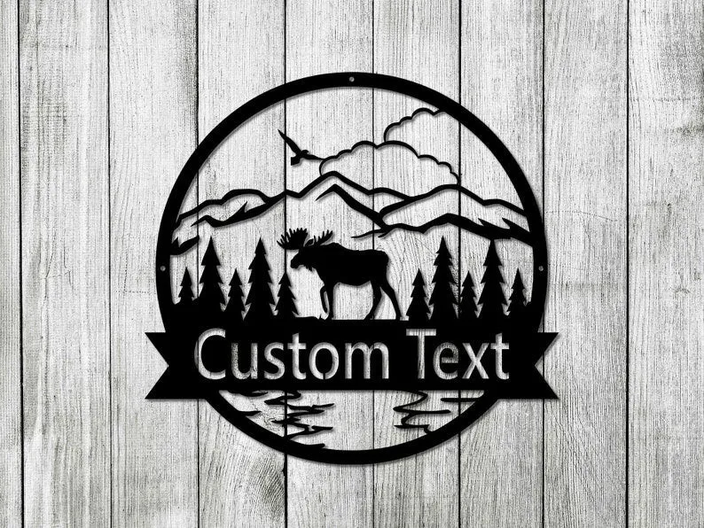 Moose Monogram Steel Sign, Custom Sign, Monogram Sign, Wedding Gift ...