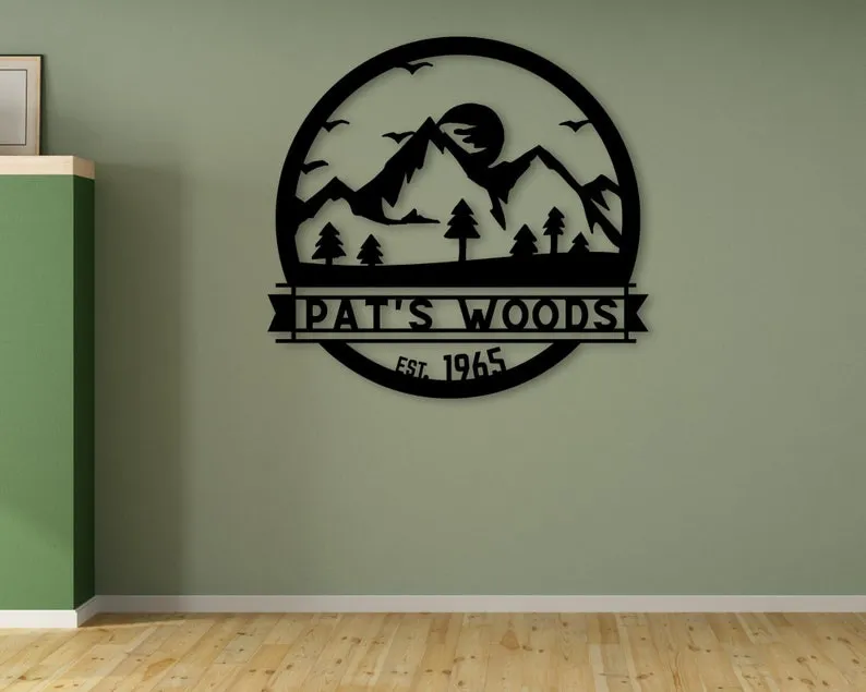 Custom Mountain Range Sign, Metal Sign, Dad Gift, Name Monogram, Custom ...