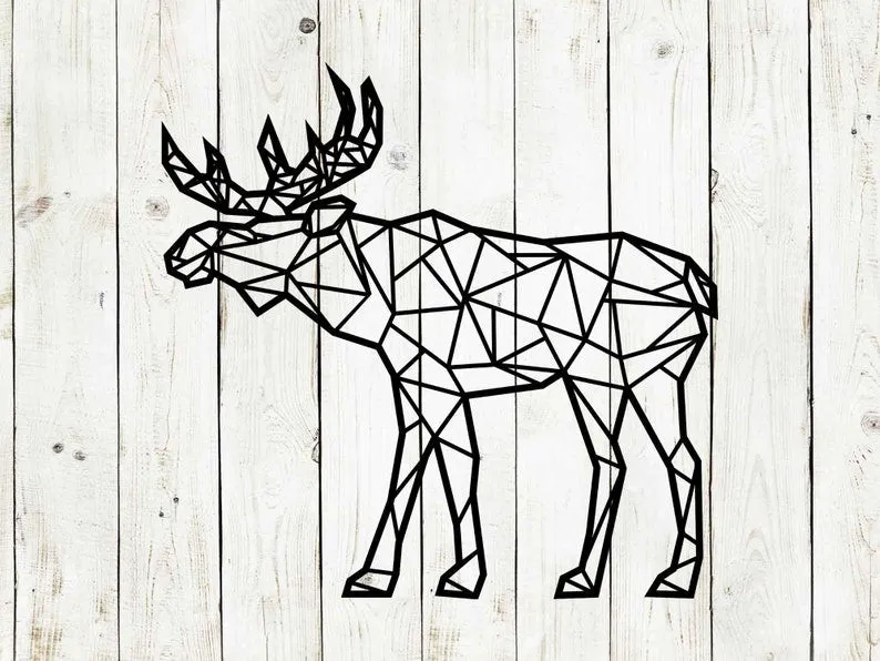 Geometric Moose Metal Sign, Wall Art, Metal Art, Moose Sign, Moose ...