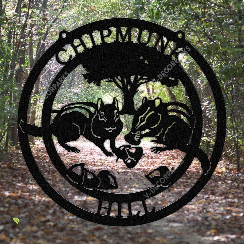 Personalized Chipmunk Sign, Last Name Established Sign, Woodland ...