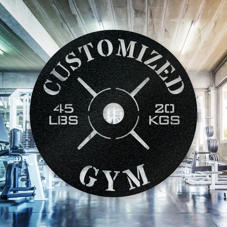 Gym Weight Plate Monogram, Personalized Home Gym Sign, Custom Metal ...