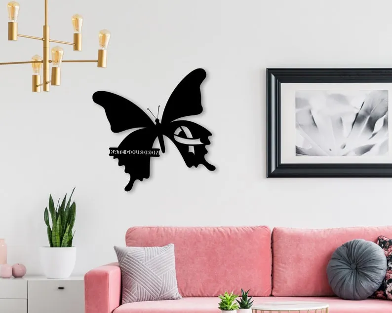 Butterfly Breast Cancer Awareness Sign, Metal Sign, Front Porch Décor ...