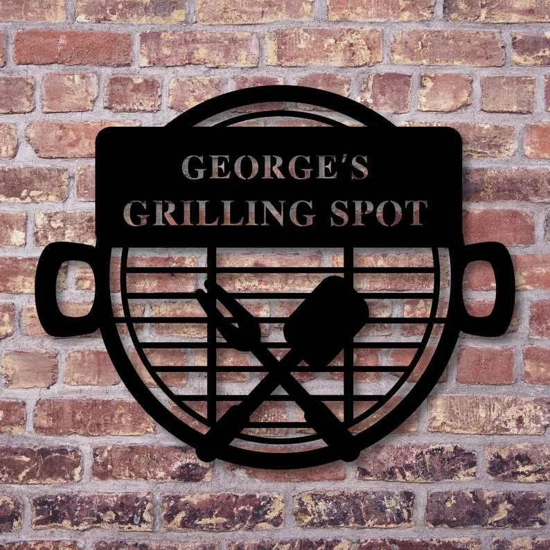 Personalized Metal Grill Sign, Custom Name Sign, Metal Wall Art, Gift ...