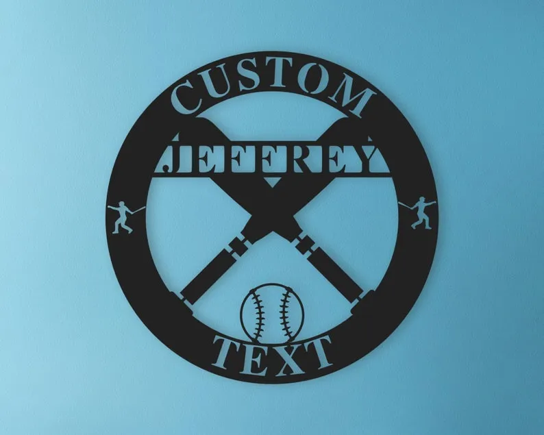 Personalized Metal Baseball Sign, Personalized Softball Metal Sign, Bat ...