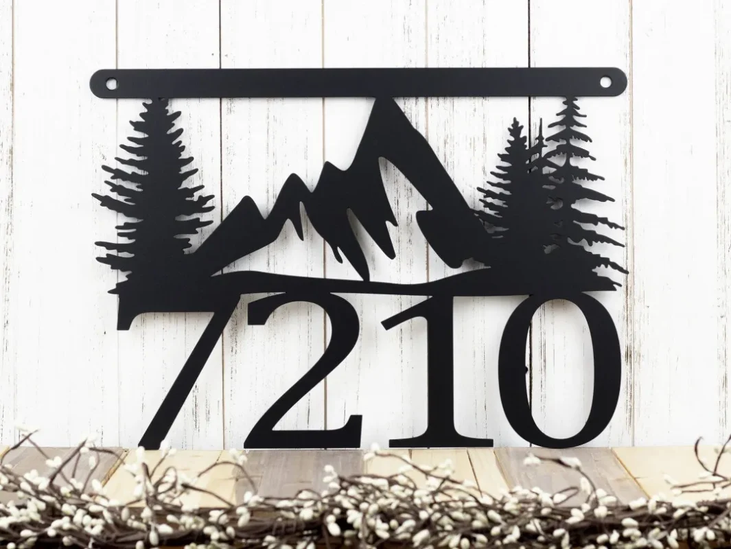 Mountain House Number Metal Sign, Address Plaque, House Numbers, Metal ...