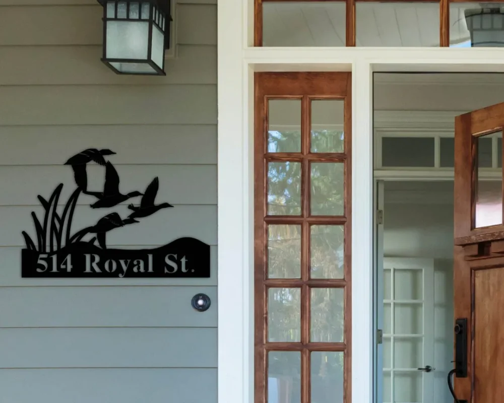 Duck Address Sign, Metal Duck Sign, Ducks Flying On A Pond, Hunting ...