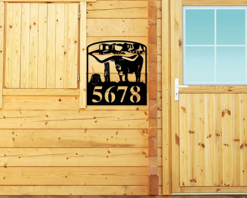 Texas Longhorn Sign, Longhorn Address Sign, Ranch Address Sign ...