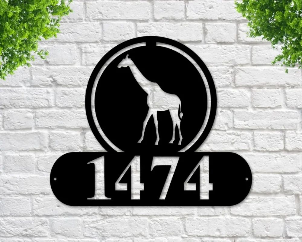 Giraffe Address Sign, Giraffe Metal Sign, Metal Animal Sign, Giraffe ...