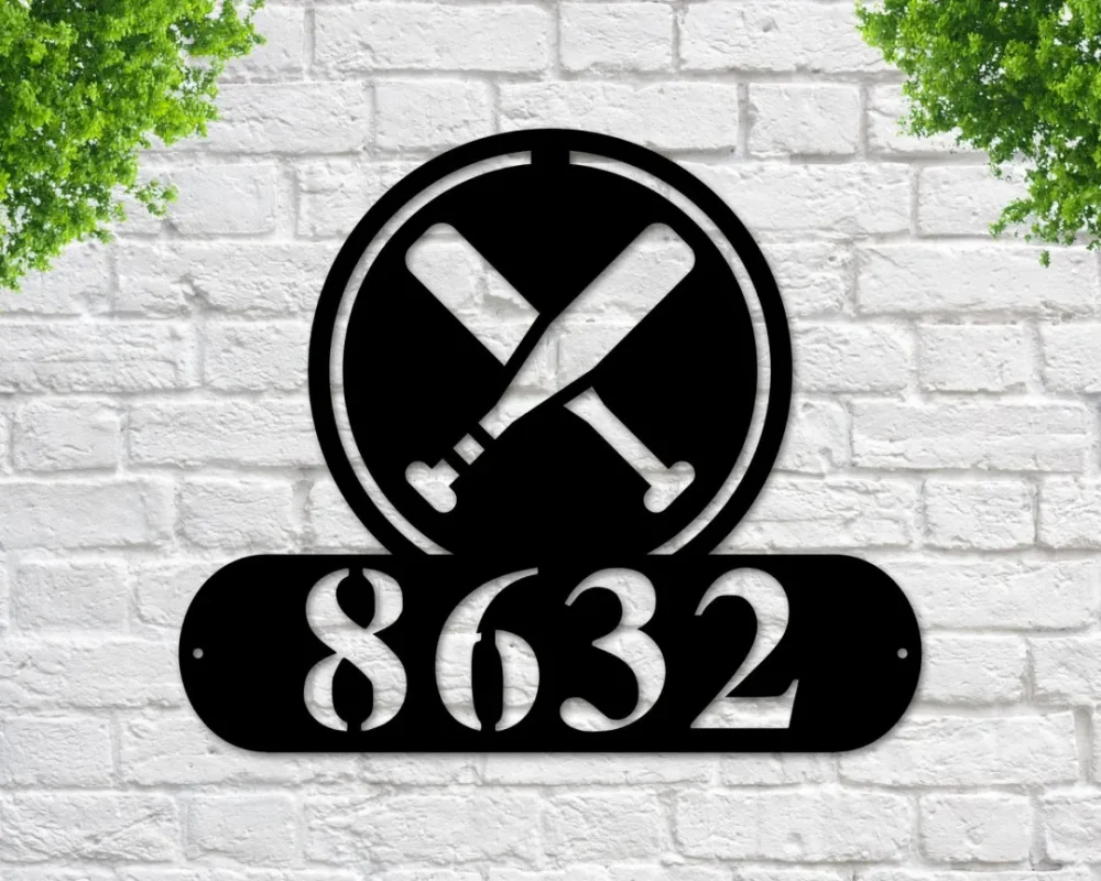 Baseball Address Sign, Baseball Bat Metal Sign, Metal Baseball Sign ...