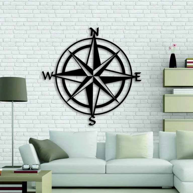 Nautical Compass Rose Metal Wall Decor, Outdoor Metal Art, Metal Wall ...