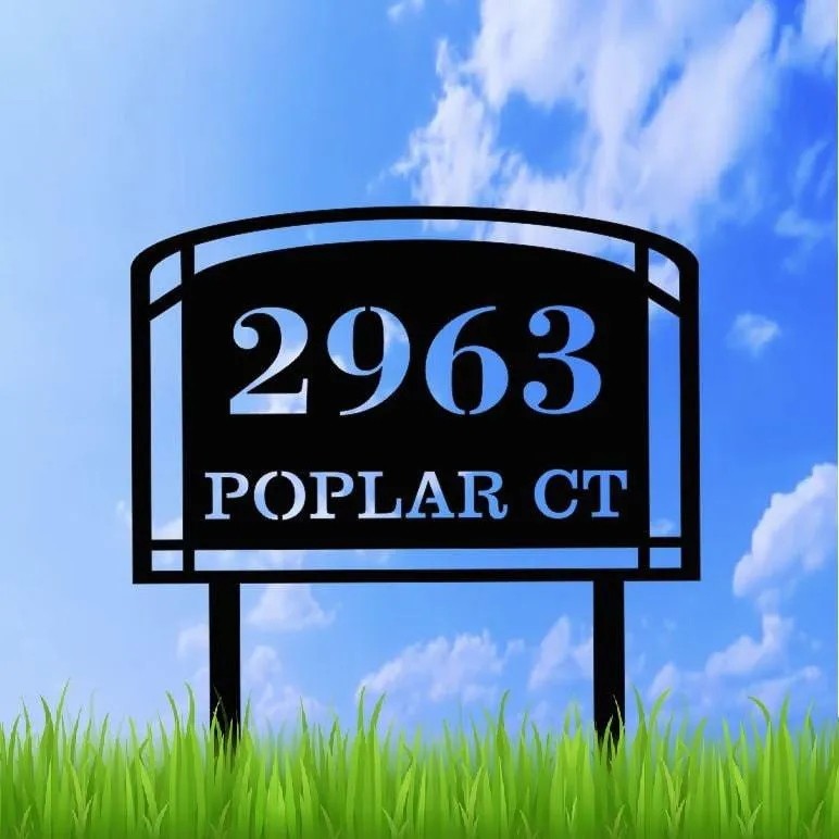 Metal House Number Sign, Stake Address Sign, Decor Address Sign, Modern ...