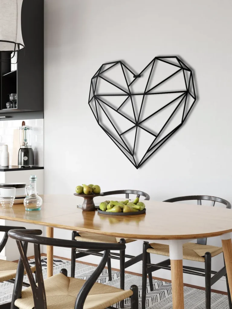 Metal Wall Art Geometric Heart Metal Decor Bedroom Decoration Love Gift ...
