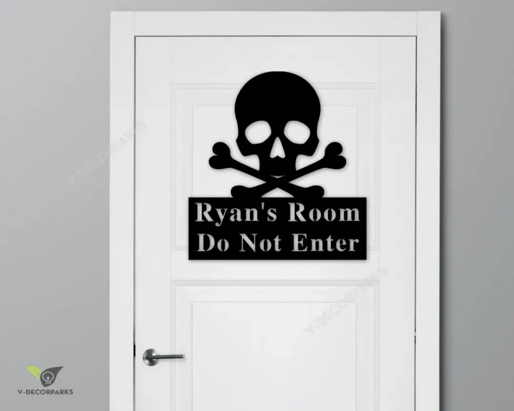 Skull Room Sign, Custom Metal Sign, Door Plaque, Name Plaque, Do Not ...